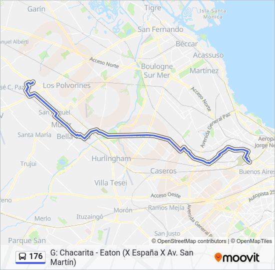 Ruta 176: horarios, paradas y mapas - G: Chacarita - Eaton (X España X ...