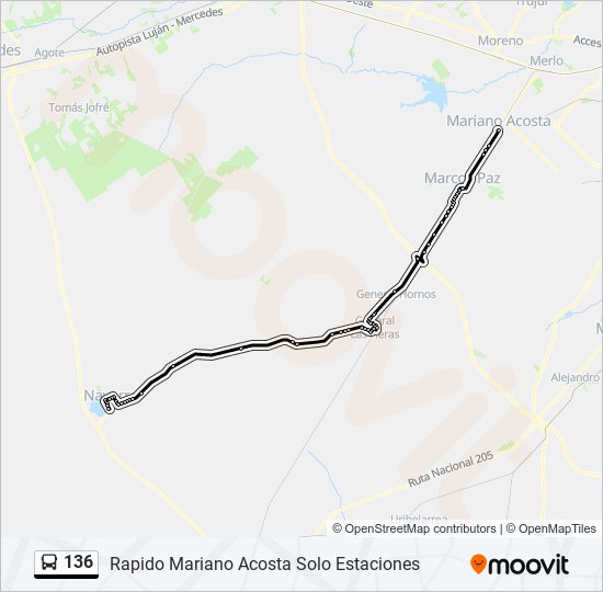 136 Route: Schedules, Stops & Maps - Rapido Mariano Acosta Solo ...