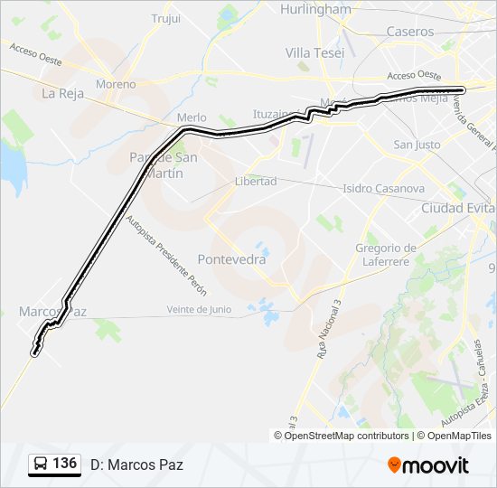136 Route: Schedules, Stops & Maps - D: Marcos Paz (Updated)