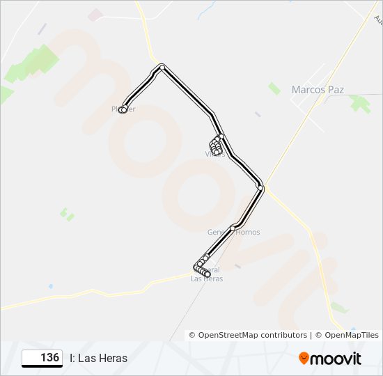 Ruta 136: horarios, paradas y mapas - I: Las Heras (Actualizado)