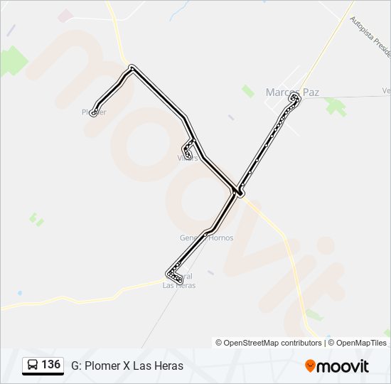 Ruta 136: horarios, paradas y mapas - G: Plomer X Las Heras (Actualizado)