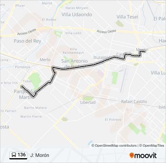 136 Route: Schedules, Stops & Maps - J: Morón (Updated)