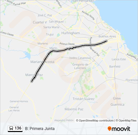 Ruta 136: horarios, paradas y mapas - B: Primera Junta (Actualizado)