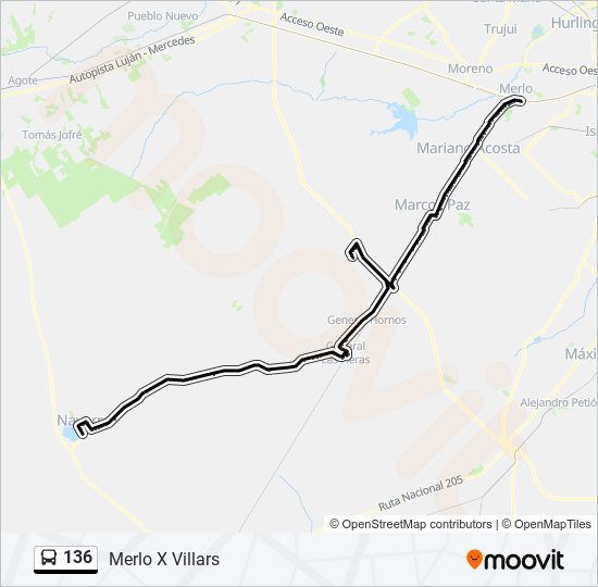 Ruta 136: horarios, paradas y mapas - Merlo X Villars (Actualizado)