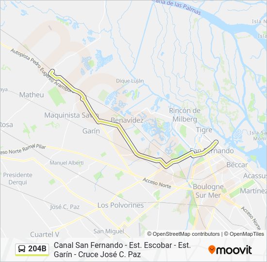 204B Route: Schedules, Stops & Maps - Est. Escobar - Carupa (X Ruta 9 ...