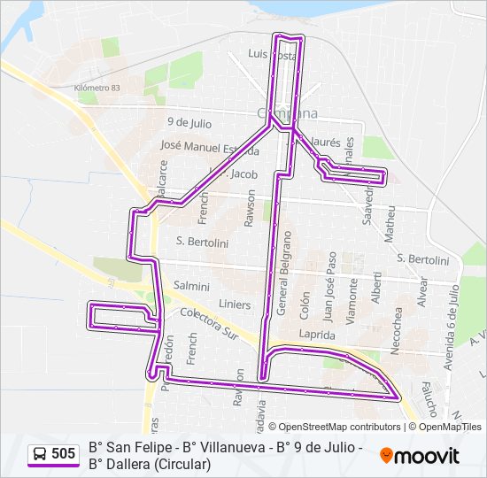 Ruta 505: horarios, paradas y mapas - B° San Felipe - B° Villanueva - B ...