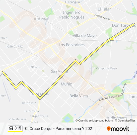 Ruta 315: horarios, paradas y mapas - C: Cruce Derqui - Panamericana Y ...