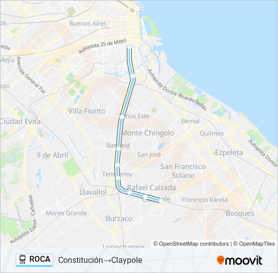 Ruta roca: horarios, paradas y mapas - Constitución‎→Claypole (Actualizado)