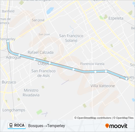 Ruta roca: horarios, paradas y mapas - Bosques‎→Temperley (Actualizado)