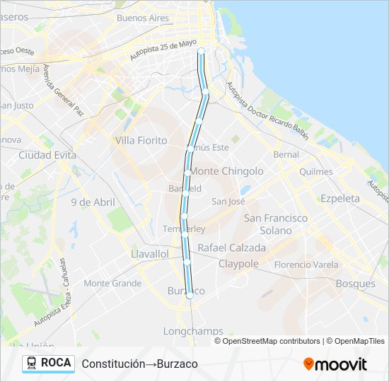 Ruta ROCA: horarios, paradas y mapas - Constitución‎→Burzaco (Actualizado)