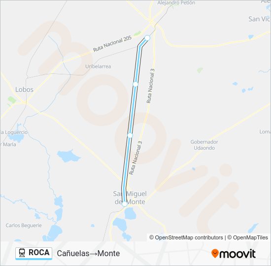Ruta roca: horarios, paradas y mapas - Cañuelas‎→Monte (Actualizado)