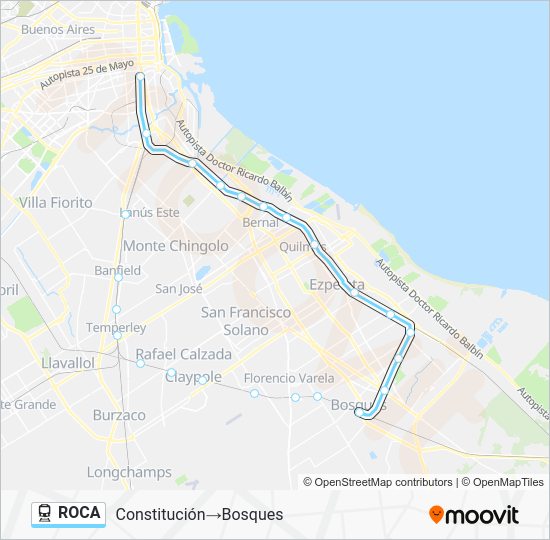 roca Route: Schedules, Stops & Maps - Constitución‎→Bosques (Updated)