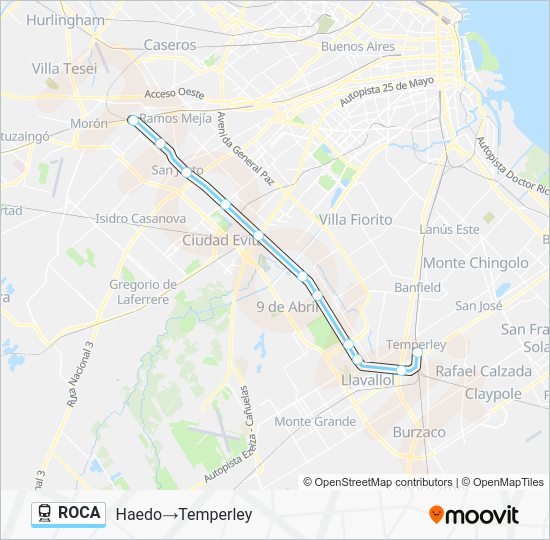 Ruta roca: horarios, paradas y mapas - Haedo‎→Temperley (Actualizado)