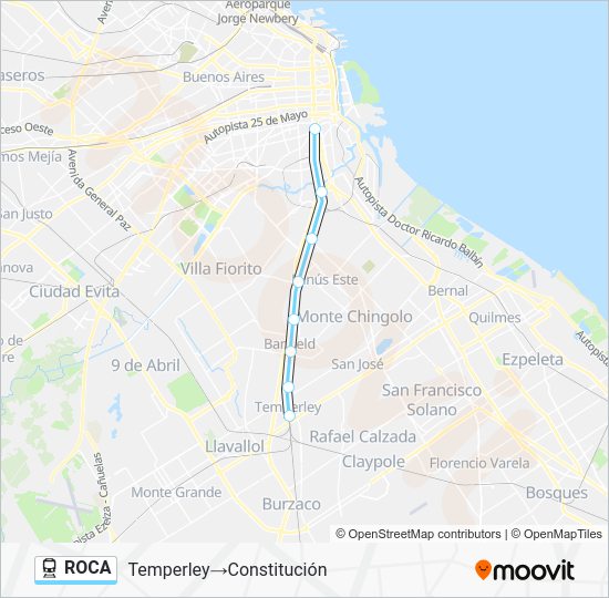roca Route: Schedules, Stops & Maps - Temperley‎→Constitución (Updated)