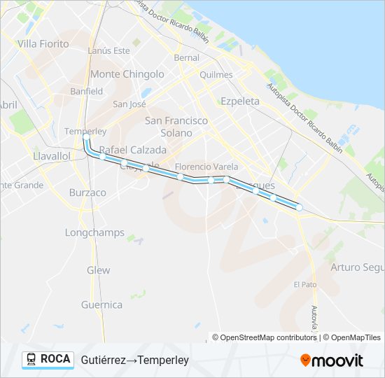 Ruta roca: horarios, paradas y mapas - Gutiérrez‎→Temperley (Actualizado)