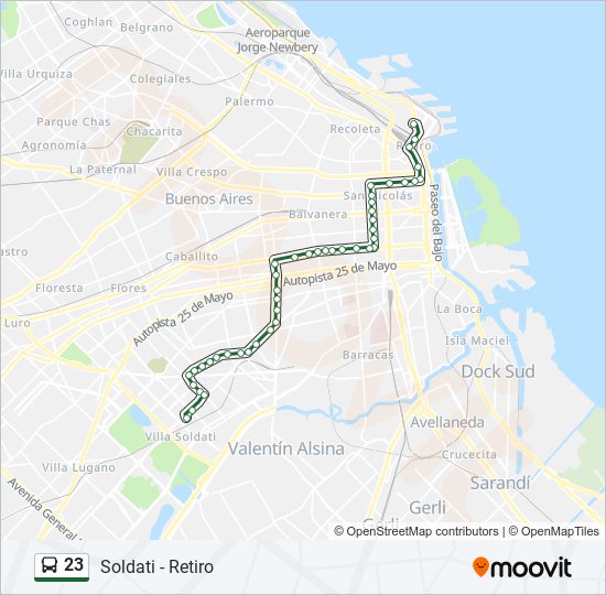 Ruta 23: horarios, paradas y mapas - Retiro - Soldati (Actualizado)