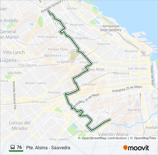 Ruta 76: horarios, paradas y mapas - Puente Alsina Por F.F. De La Cruz ...
