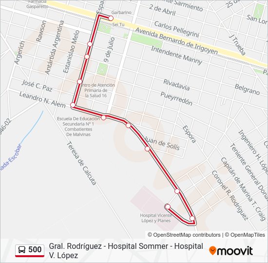 Ruta 500: horarios, paradas y mapas - R11b: Hospital V. López X J. D ...