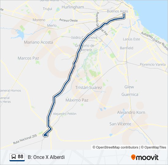 Ruta 88: horarios, paradas y mapas - B: Once X Alberdi (Actualizado)