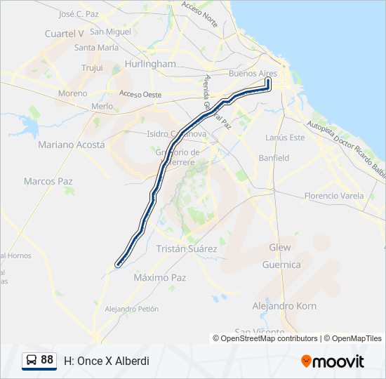 Ruta 88: horarios, paradas y mapas - H: Once X Alberdi (Actualizado)
