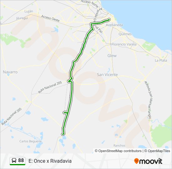 Ruta 88: horarios, paradas y mapas - E: Once x Rivadavia (Actualizado)