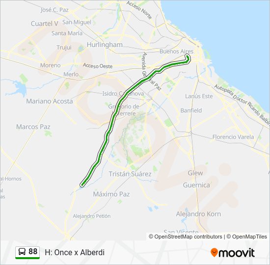 Ruta 88: horarios, paradas y mapas - H: Once x Alberdi (Actualizado)