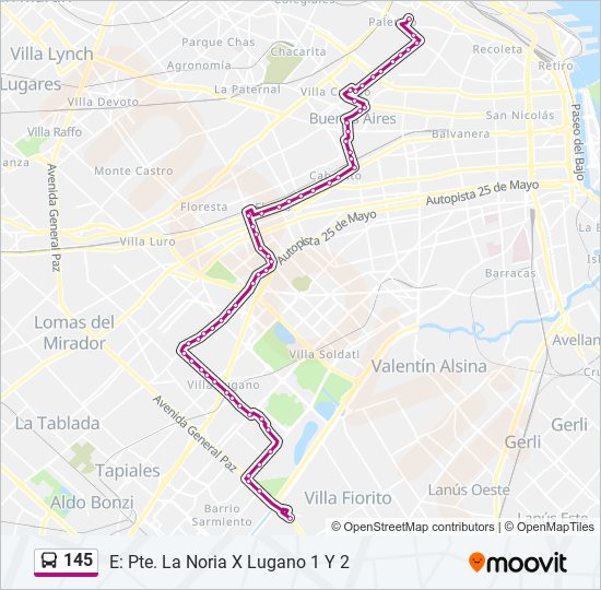 Ruta 145: horarios, paradas y mapas - E: Pte. La Noria X Lugano 1 Y 2 ...
