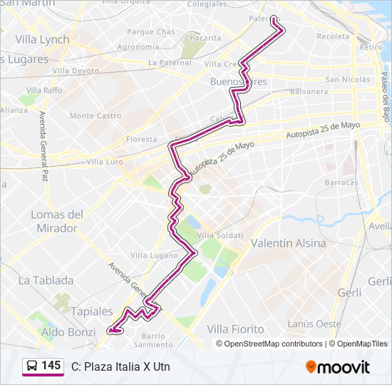 Ruta 145: horarios, paradas y mapas - C: Plaza Italia X Utn (Actualizado)