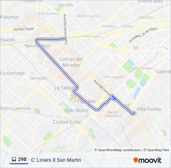 298 Route: Schedules, Stops & Maps - C: Liniers X San Martín (Updated)