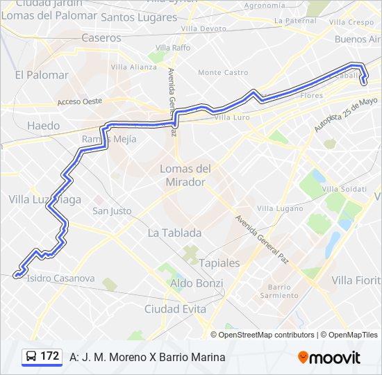 Ruta 172: horarios, paradas y mapas - A: J. M. Moreno X Barrio Marina ...