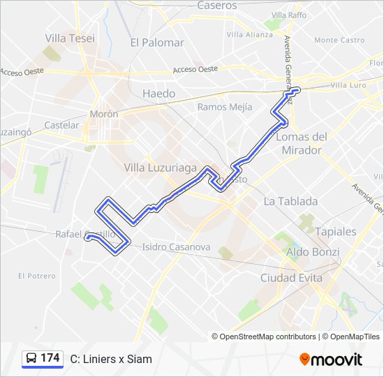 Ruta 174: horarios, paradas y mapas - C: Liniers x Siam (Actualizado)