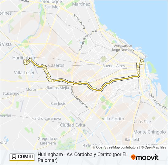 Ruta combi: horarios, paradas y mapas - Hurlingham (Actualizado)