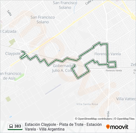 Ruta 383: horarios, paradas y mapas - 9a: Villa Argentina (Actualizado)