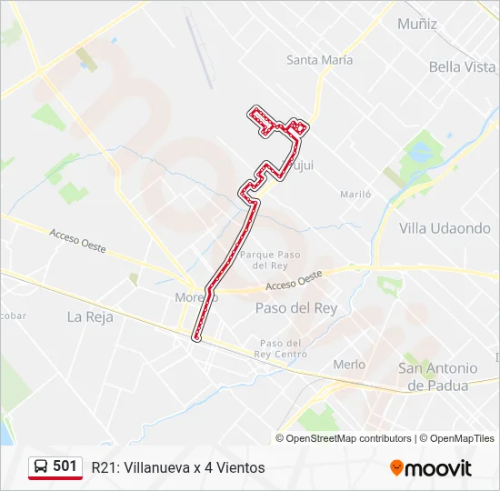 Ruta 501: horarios, paradas y mapas - R21: Villanueva x 4 Vientos ...