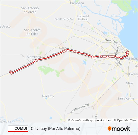 Ruta combi: horarios, paradas y mapas - Chivilcoy (Por Alto Palermo ...