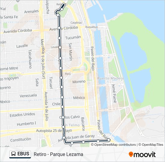 EBUS Route: Schedules, Stops & Maps - Retiro - Parque Lezama (Updated)