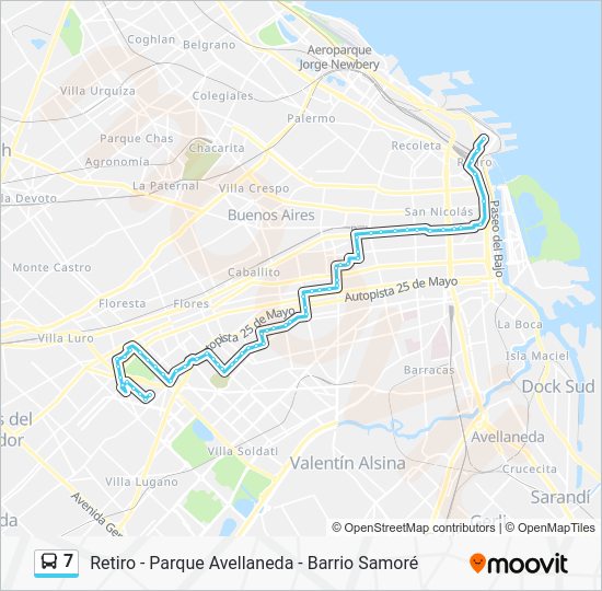 Ruta 7: horarios, paradas y mapas - A: Parque Avellaneda (Actualizado)