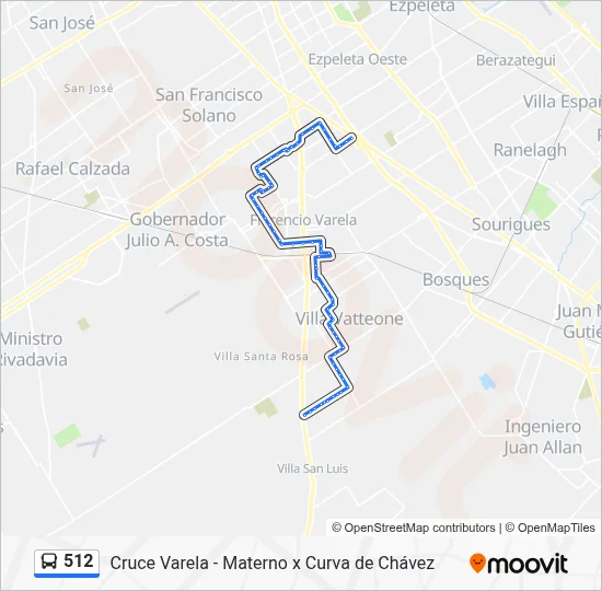 512 Route: Schedules, Stops & Maps - 8M: Materno x Curva de Chávez ...