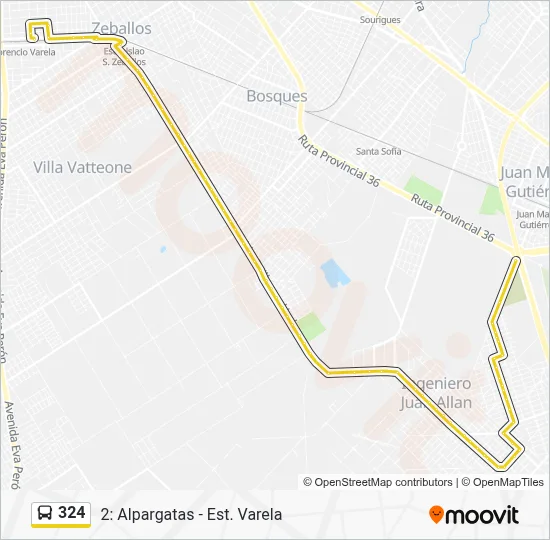 Ruta 324: horarios, paradas y mapas - 2: Alpargatas - Est. Varela ...
