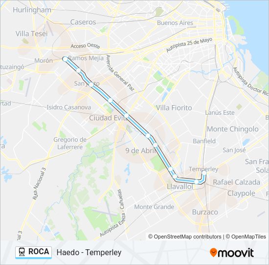 Ruta roca: horarios, paradas y mapas - Haedo - Temperley (Actualizado)