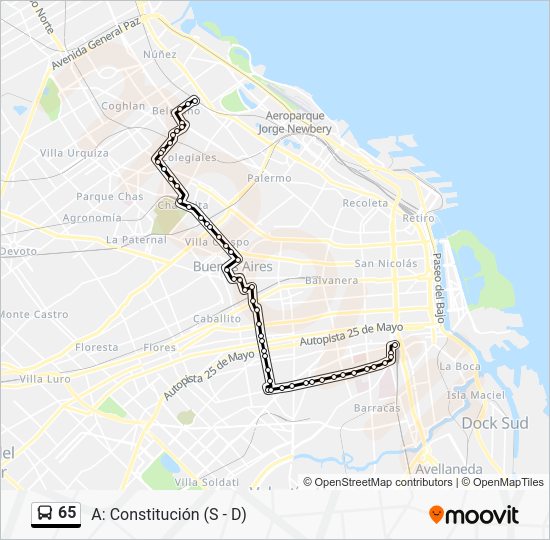 Ruta 65: horarios, paradas y mapas - A: Constitución (S - D) (Actualizado)