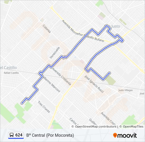 Ruta 624: horarios, paradas y mapas - Bº Central (Por Mocoreta ...