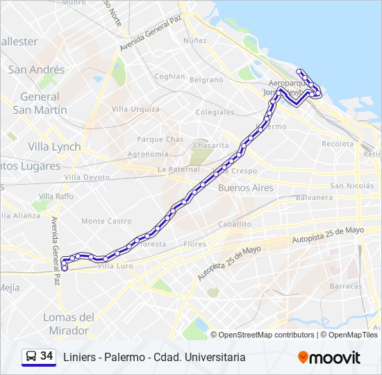Ruta 34: horarios, paradas y mapas - C: Aeroparque Jorge Newbery - Est ...