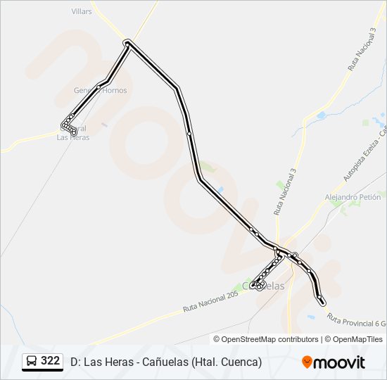 Ruta 322: horarios, paradas y mapas - D: Las Heras - Cañuelas (Htal ...