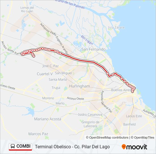 Ruta combi: horarios, paradas y mapas - Terminal Obelisco - Cc. Pilar ...