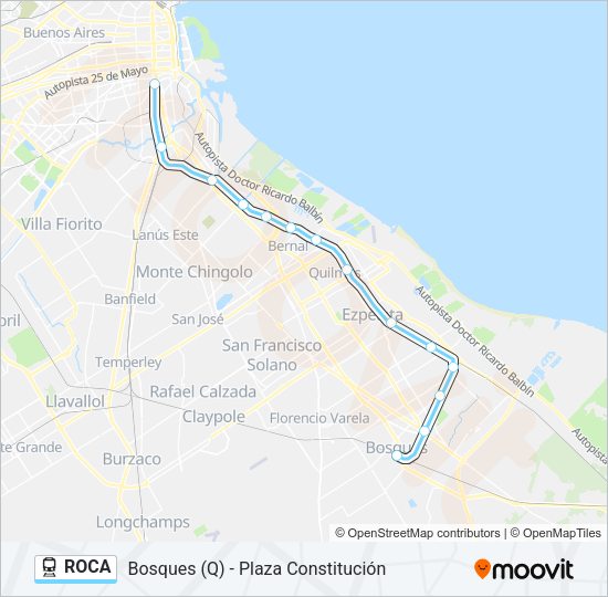 roca Route: Schedules, Stops & Maps - Bosques (Q) - Plaza Constitución ...