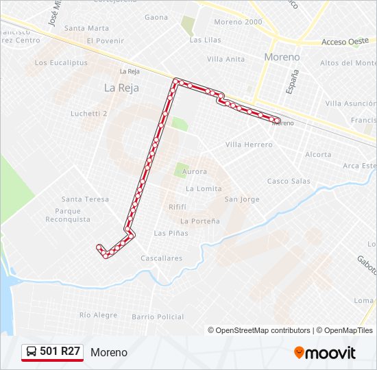 Ruta 501 r27: horarios, paradas y mapas - Moreno (Actualizado)