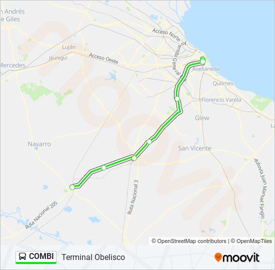 Ruta combi: horarios, paradas y mapas - Terminal Obelisco (Actualizado)