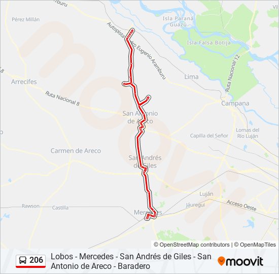 Ruta 206: horarios, paradas y mapas - Baradero - Mercedes (Actualizado)