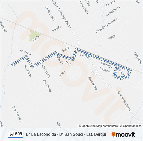 Ruta 509: horarios, paradas y mapas - B° San Souci - Est. Derqui ...